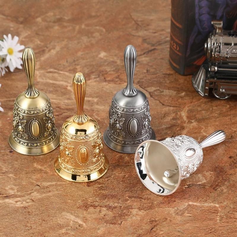 Fashionable Clear Sound Hand Bell Retro Bronze Metal Golden Dinner ...