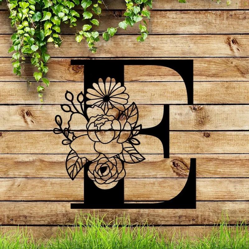 Tanda Logam, Reka Bentuk Huruf Monogram BungaSeni Dinding LogamHiasan ...