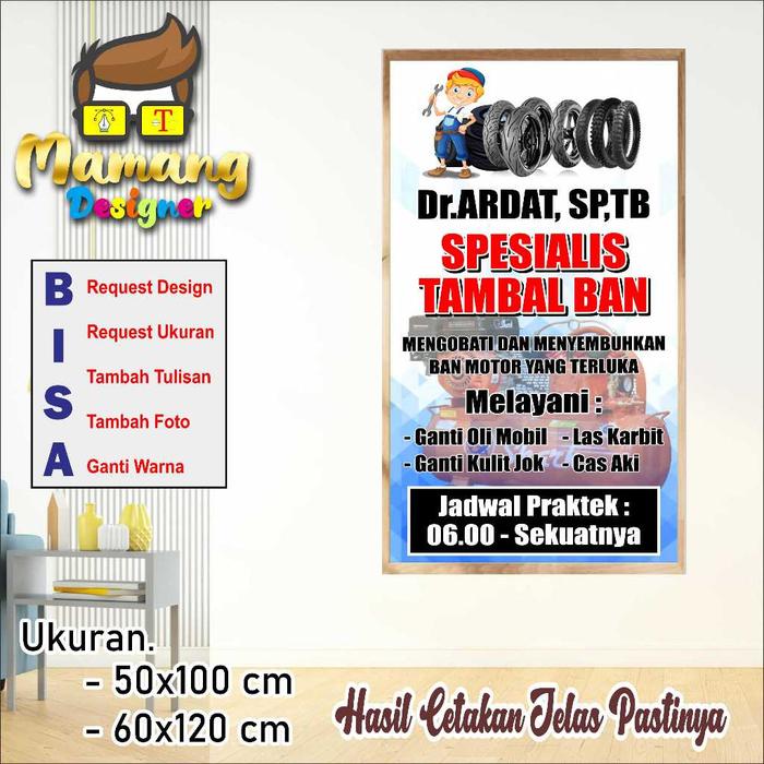 Jual Spanduk Banner Bengkel Tambal Ban dan Ganti Ban Keren bb - 60x120 ...