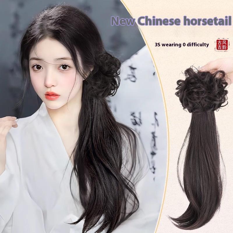 Wig New Chinese Style Women's Low Ponytail Grip Wig Braid Natural ...