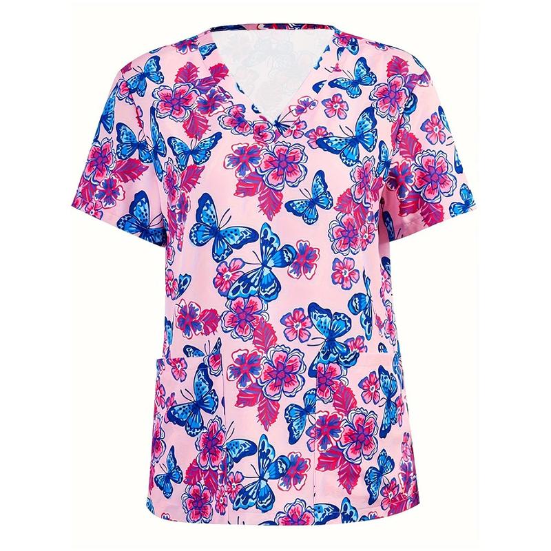 Women's Hospital Uniform Elegant Butterfly Print Obstetrics Nursing ...