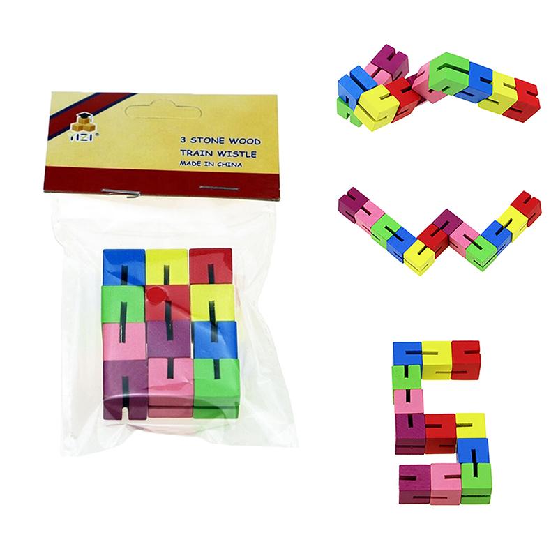 Classic Colorful Cube String Wooden Building Block Creative Fidget ...