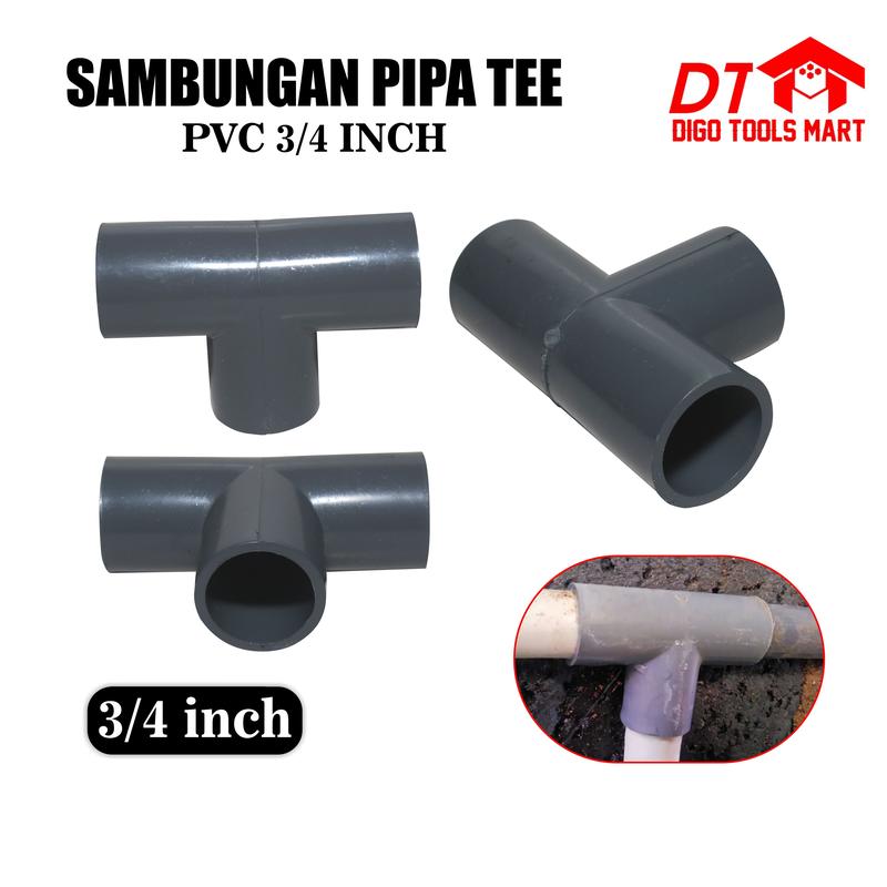 Tee Pipa PVC 1/2 Inci 3/4 Inci 1 Inci Sambungan T Pipa Paralon - Shop ...