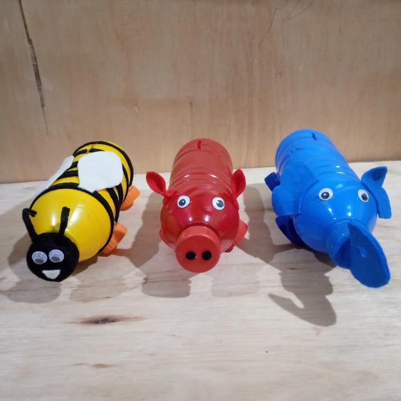 Celengan Bentuk Hewan Kecil / Kerajinan Botol Plastik 300ml / Prakarya ...