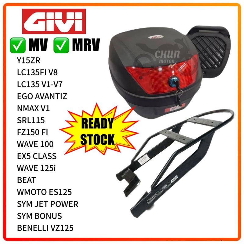 Motosikal Kotak BKP 30L+Givi Monorack untuk YAMAHA Y15/LC135/AVANTIZ ...