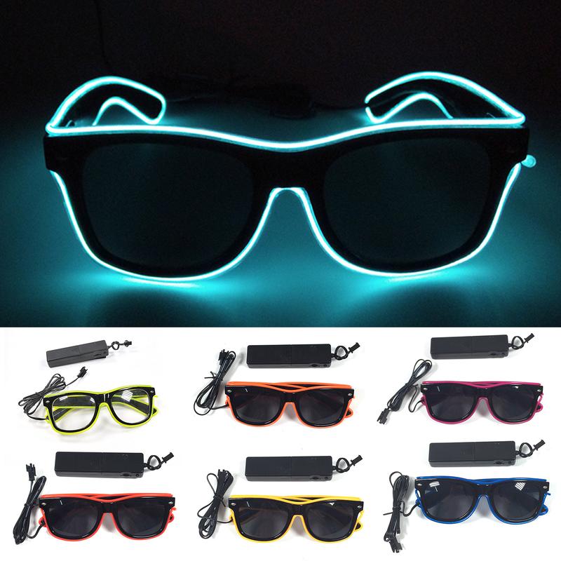 Party Sunglasses Light Up LED Unisex Wire Neon Glow in The Dark ...