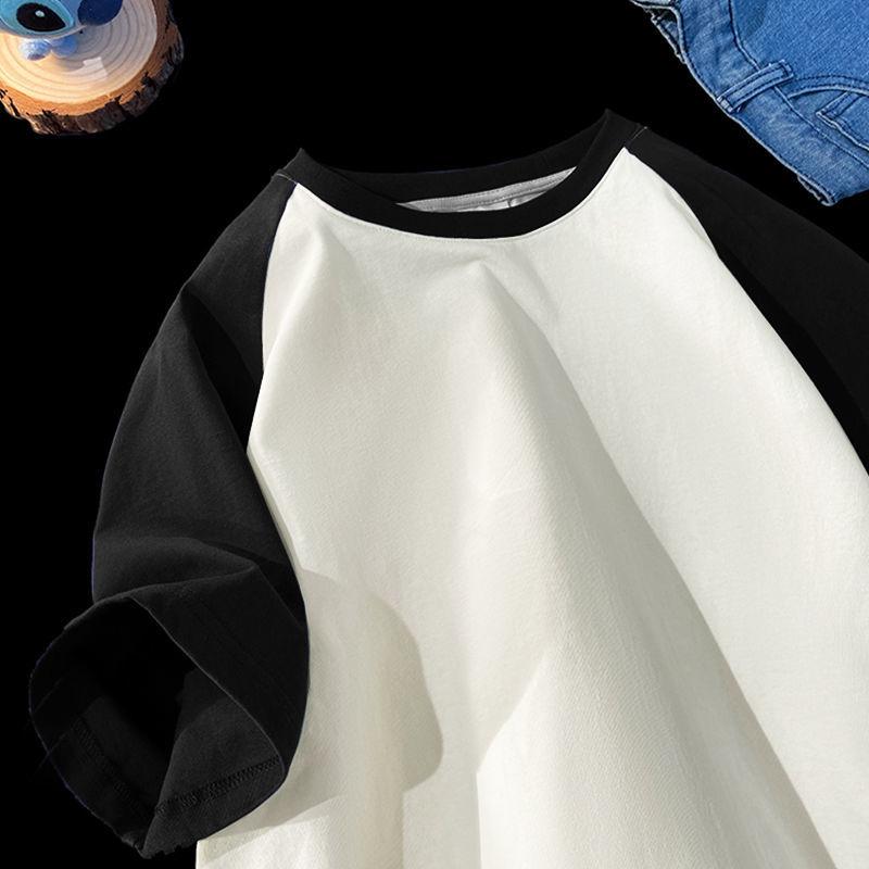 American Retro Contrast Color Raglan Sleeve Solid Color Simple - TikTok Shop Philippines