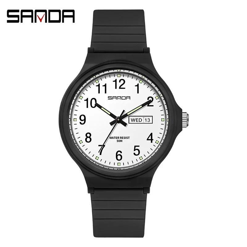 Jam Tangan Kalis Air, Jenama SANDA 6060, Hitam dan Putih Mudah ...