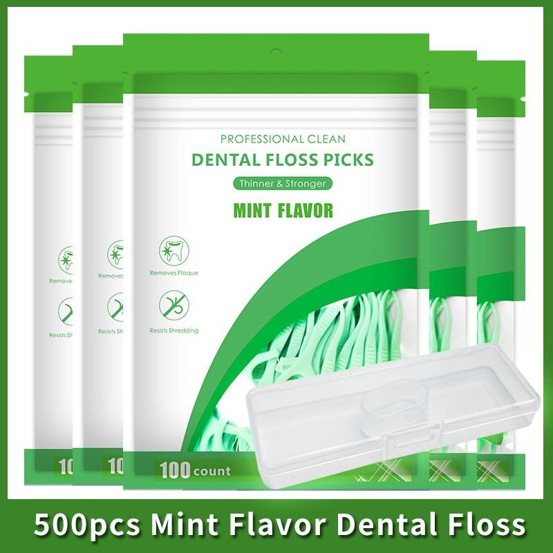 100pcs Mint Flavor Dental Floss Safe High-Grade Toothpick Stick ...