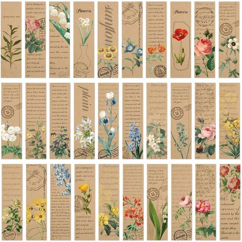 90 count Paper Flower Bookmarks for Book Lovers 6x1.6-inch Letter Style ...