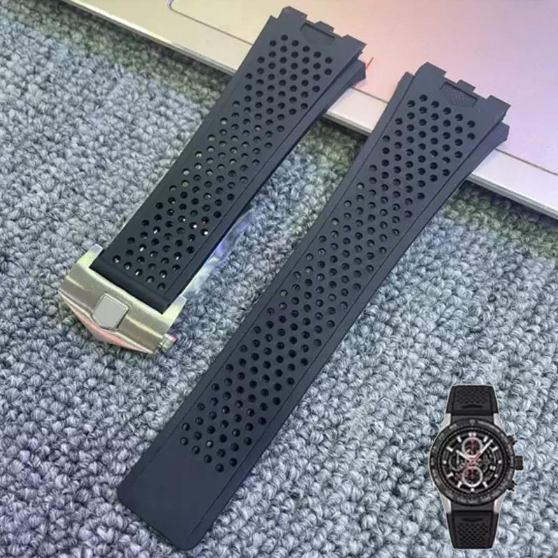 Jalur Jam Tangan Silikon, Lembut, Sesuai untuk TAG HEUER Carrera ...
