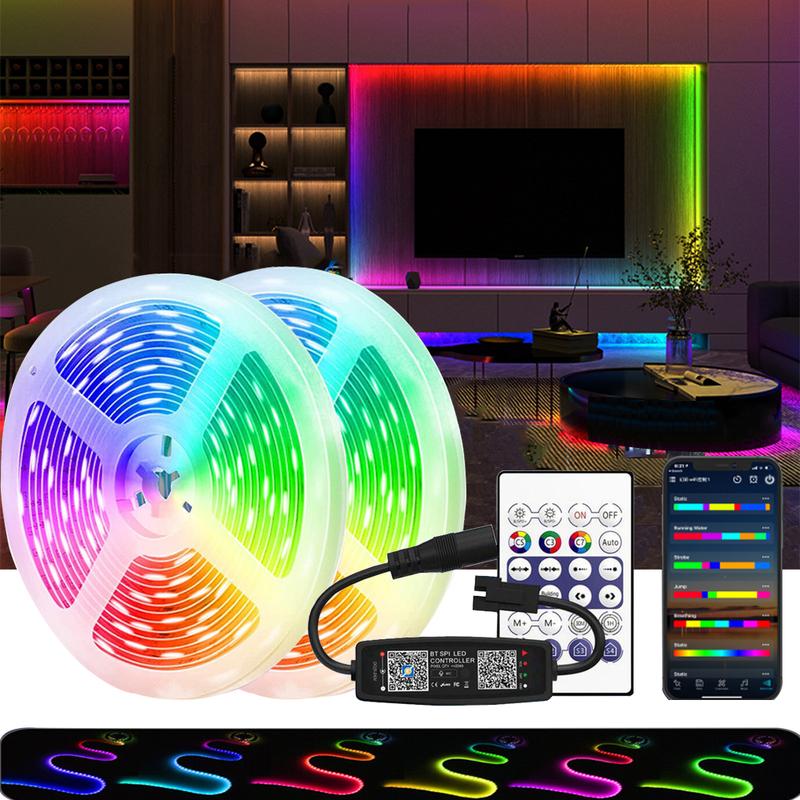 Kit Jalur LED, WS2812b, Panjang 1m-10m, 18 Leds/m RGBIC, Kawalan ...