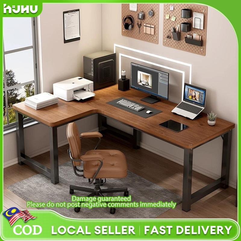 【L Shape】Corner Desk Workstation Study Writing Table Meja Belajar ...