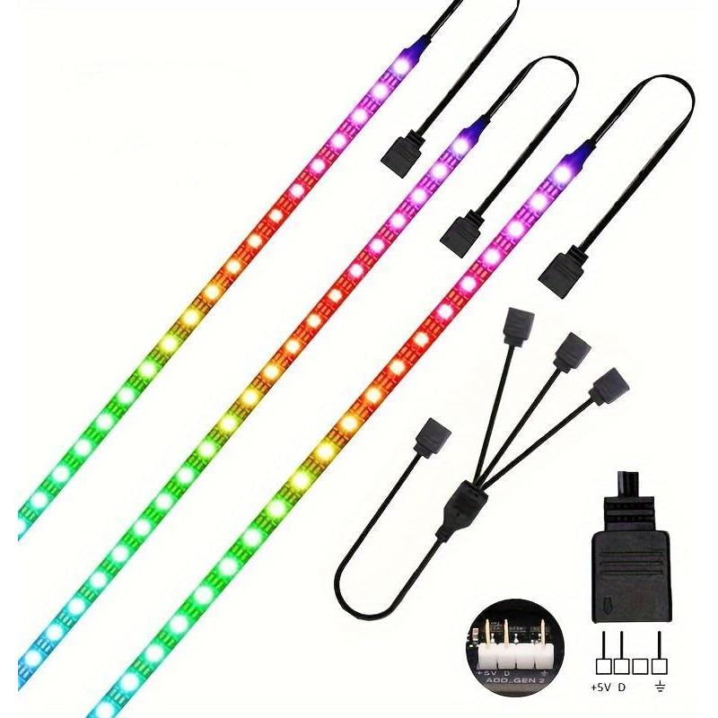 RGB Strip Light PC Case, 3x19.7in 90LEDs Addressable LED Strip ...