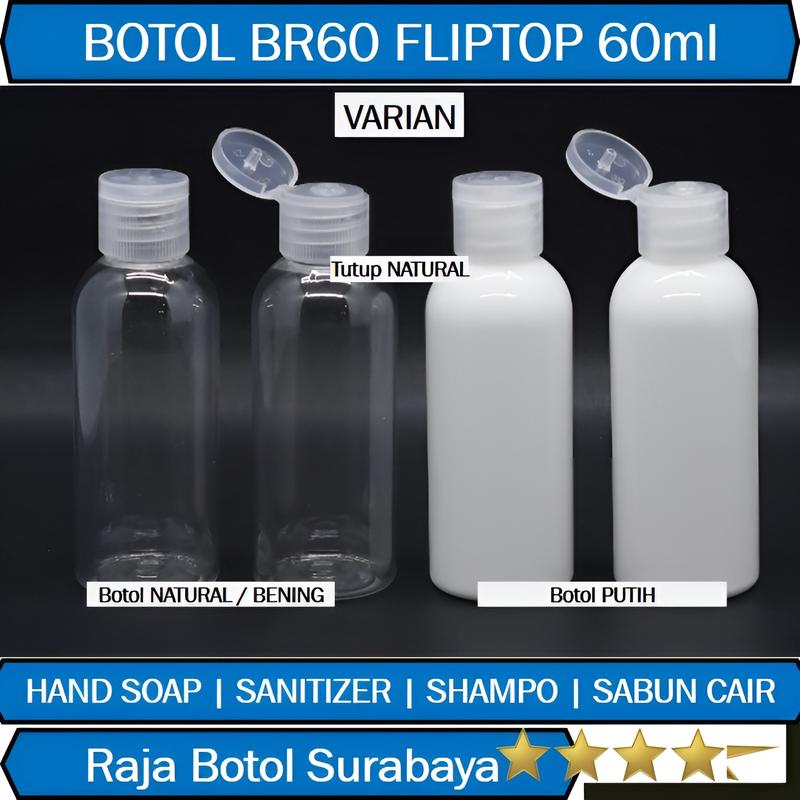 12pcs Botol 60ml Fliptop ukuran 60 ml kemasan plastik kosmetik - Shop ...