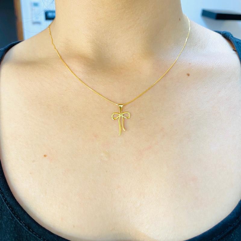 18k Foxtail Chain 18 & 20 inches with Ribbon pendant Lightweight ...