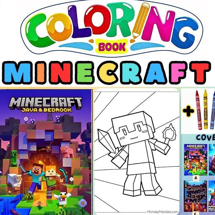MINECRAFT COLORING BOOK PAD WITH THREE CRAYONS AND RESEALABL - TikTok ...
