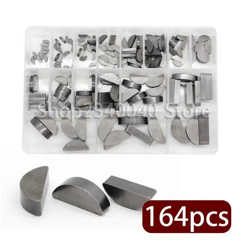 164Pcs Carbon Steel Woodruff Keys Half Moon Semicircle Bond Key ...