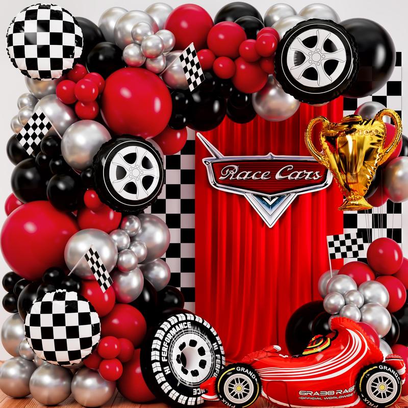 All-in-1 Race Car Balloon Arch Kit With Bonus Trophy & Number 2 - Cars ...