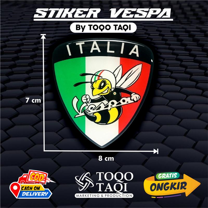 Stiker Timbul Resin Emblem Logo VESPA LEBAH ITALIA Shield Segi - Shop ...