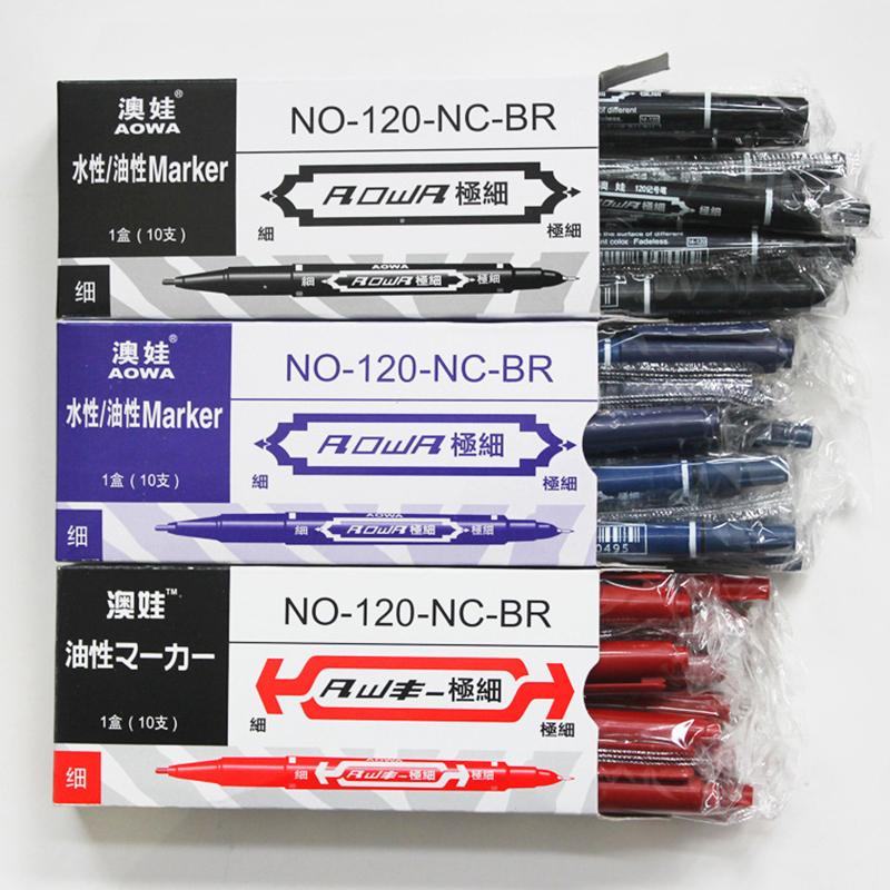 Aowa Waterborne Small Double-head Marker Black Children's Student ...