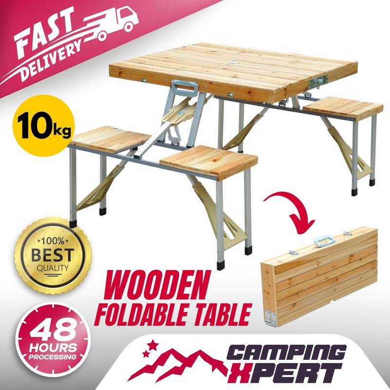 CAMPINGXPERT Meja Lipat Wooden Aluminum Picnic Folding Table - TikTok ...
