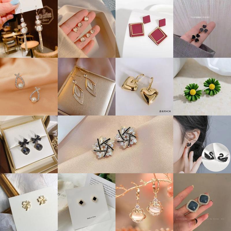 Anting-anting popular untuk wanita, anting-anting elegan, kancing ...