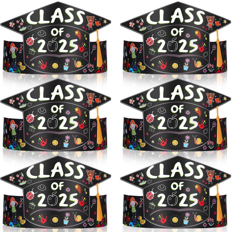 36 Paper Graduation Crown Adjustable Grad Hats Caps Tassels 2025 ...