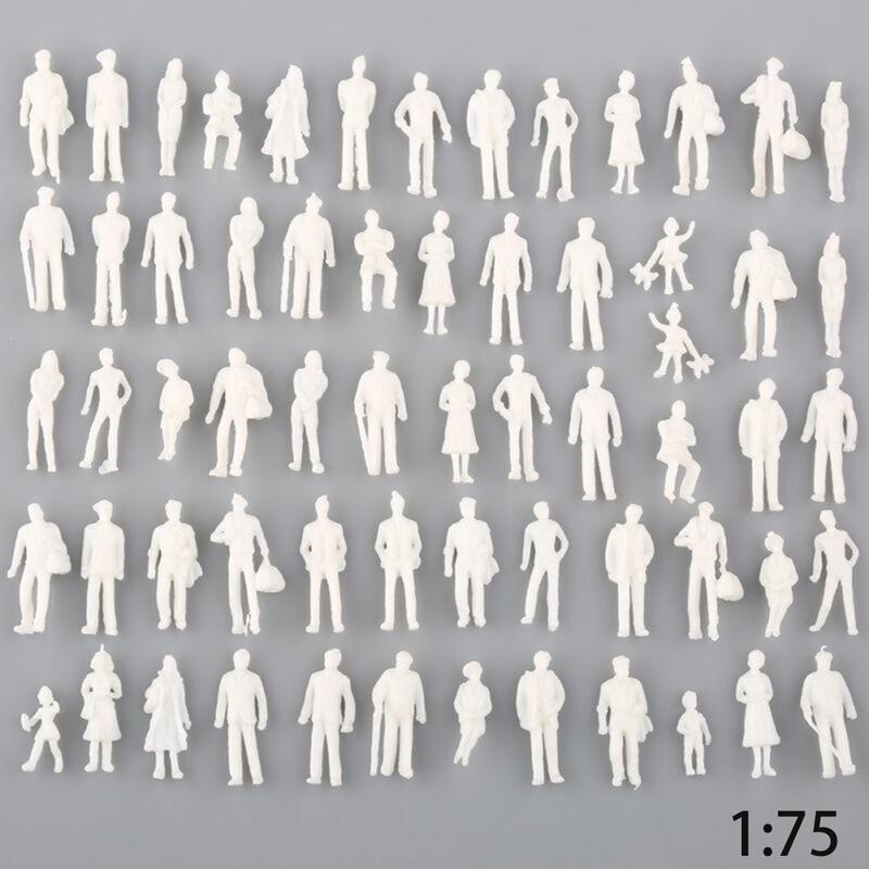 50/100Pcs 1:75 Scale Model Miniature White Figures Human Architectural ...