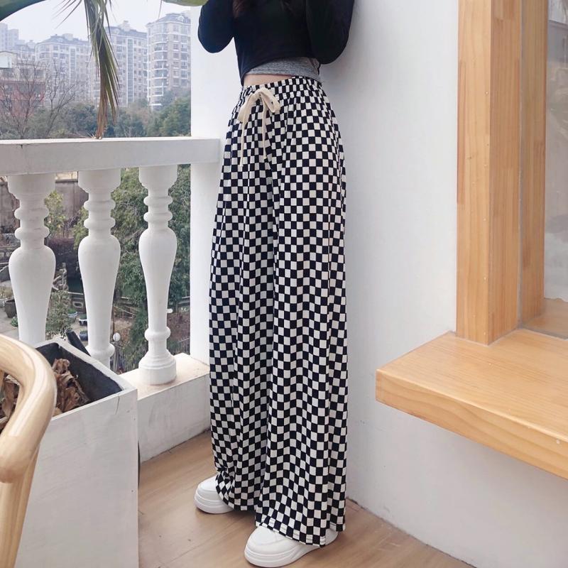 Air-conditioned cool pants women's summer high waist drawstring ...
