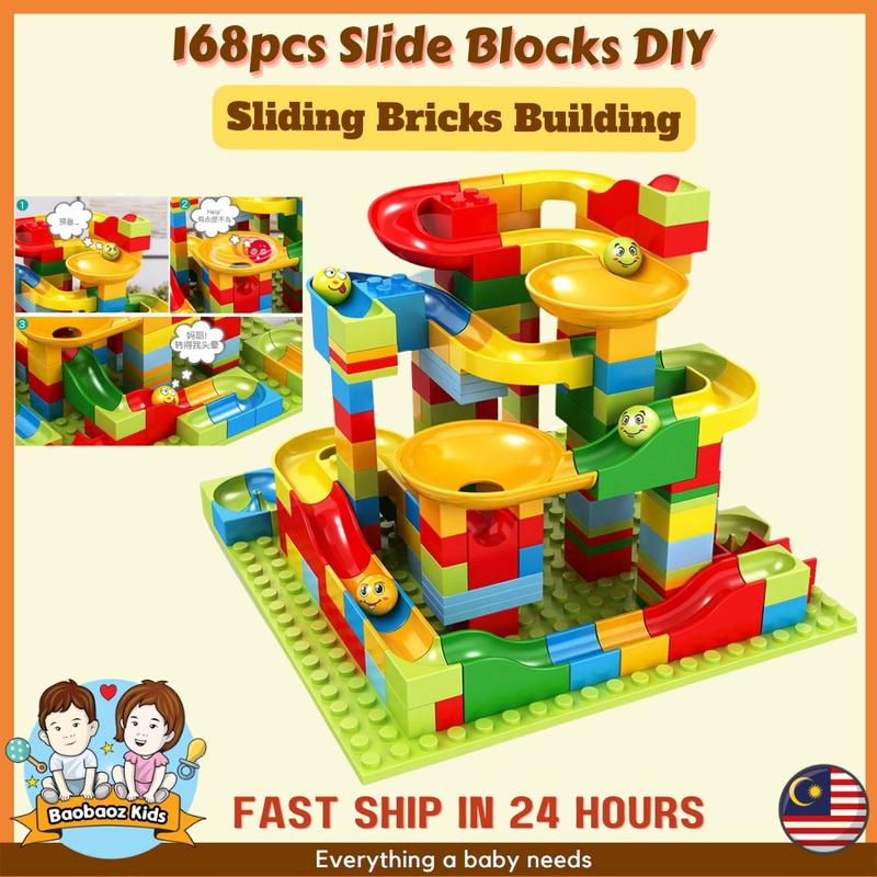 168pcs Slide Blocks DIY Bricks Building Sliding Educational Early ...