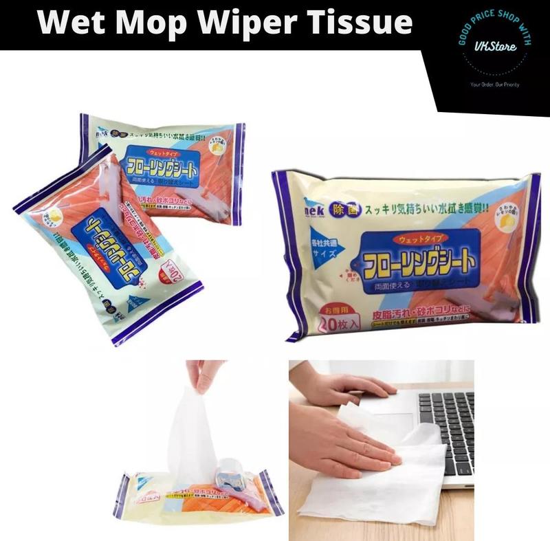 [20pcs] Tisu Basah Lantai Mop Pakai Buang Pembersih Lantai Mudah ...