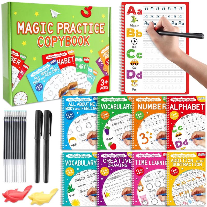 GISGFIM 8 Pack Large Magic Grooved Practice Copybook with Disappearing ...
