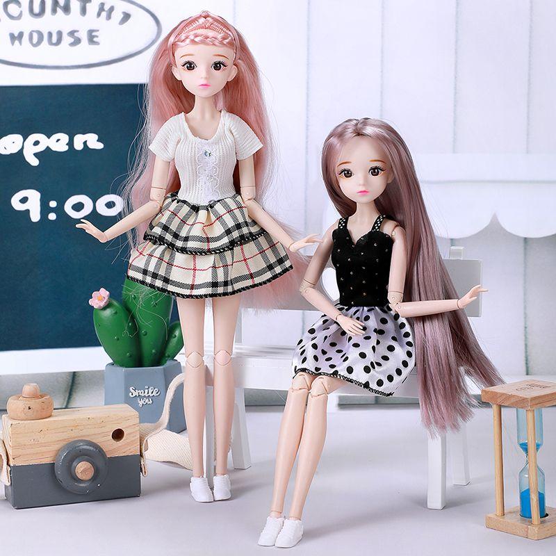 Anak Patung Barbie, 30cm, Simulasi Berdandan Pakaian, Mata Tunggal ...