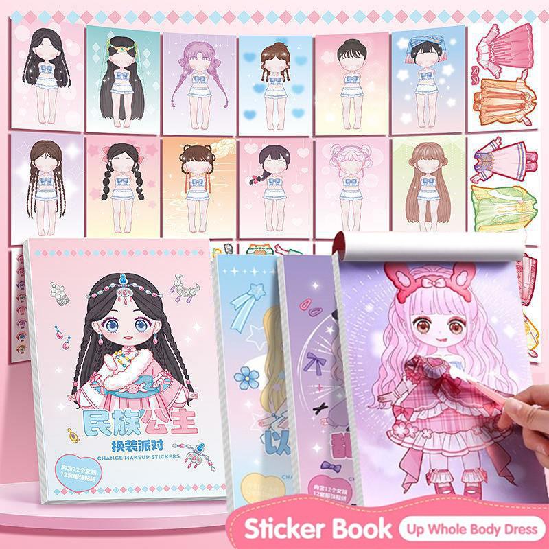 Sticker Book Dress Up Paper Doll for Kids Girl Dress Up Stickers ...