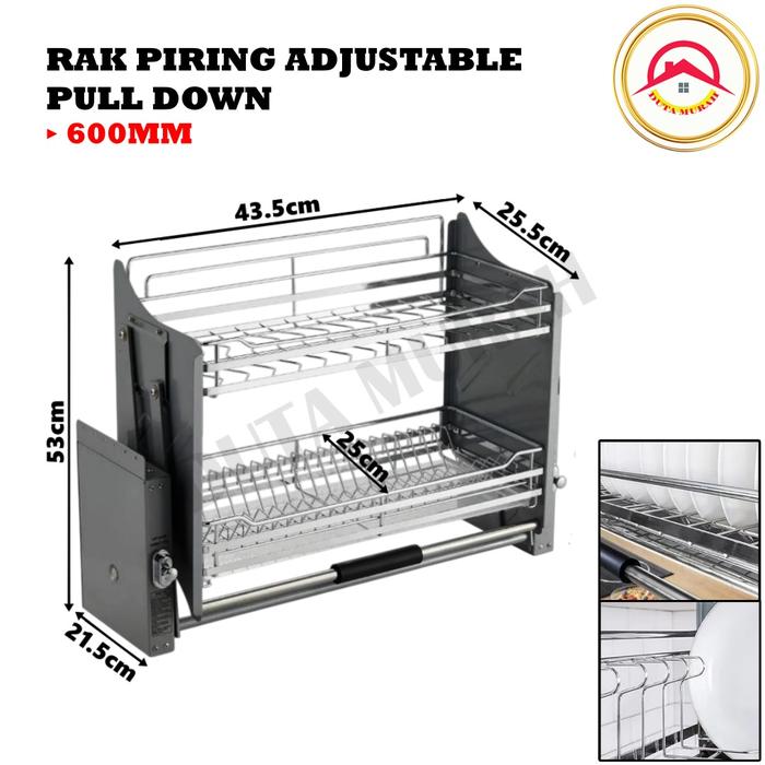 Promo Rak Piring Pull Down Tarik Elevator Dish Rack Kitchen Set - 900 ...