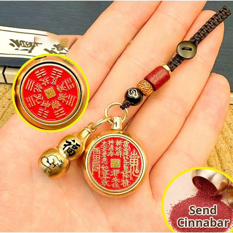 Car Pendant Chinese Zodiac Pendant Cinnabar Brass Buddha Keychain on Hulu Open Treasury Pendant ...