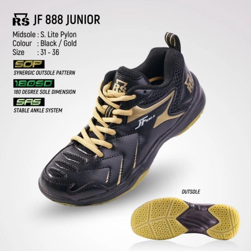SALE Sepatu RS JF 888 Hitam Emas Sepatu Badminton Anak Junio - Shop ...