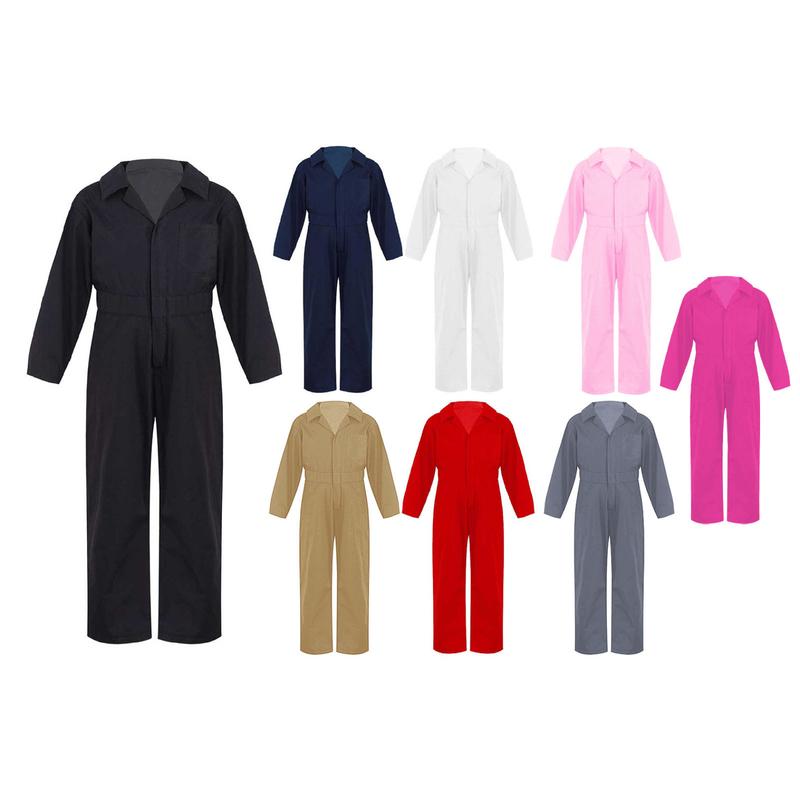 Linjinx Girls Boys Mechanic Boiler Suit Costume Halloween Cosplay Long ...