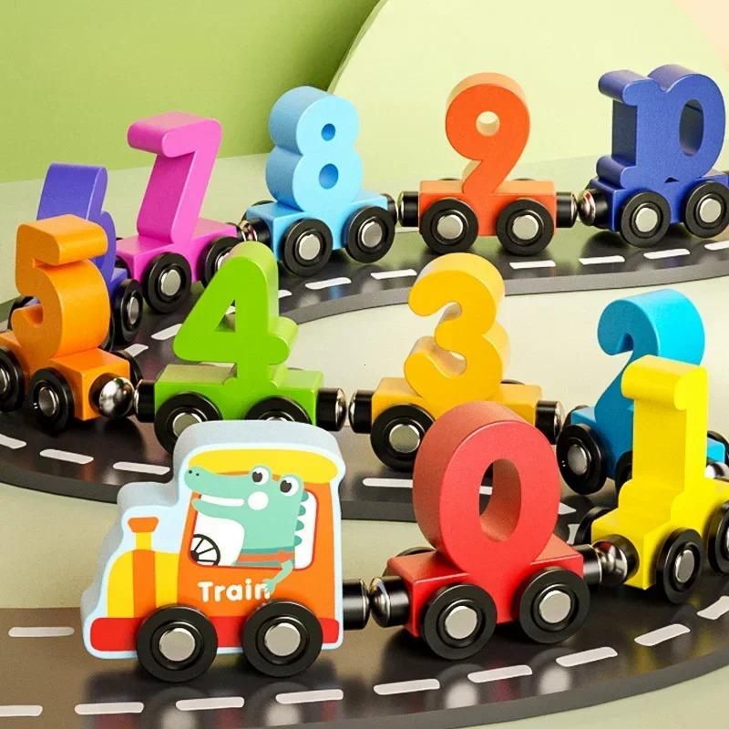 Magnetic 123 Number Mini TrainWooden Car Vehicle Children ToyEducation ...