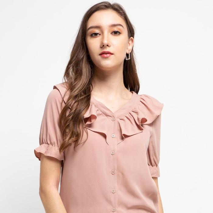 Promo LLACES Clothing - Blouse Wanita - Taylor Ruffle Blouse - Cream ...