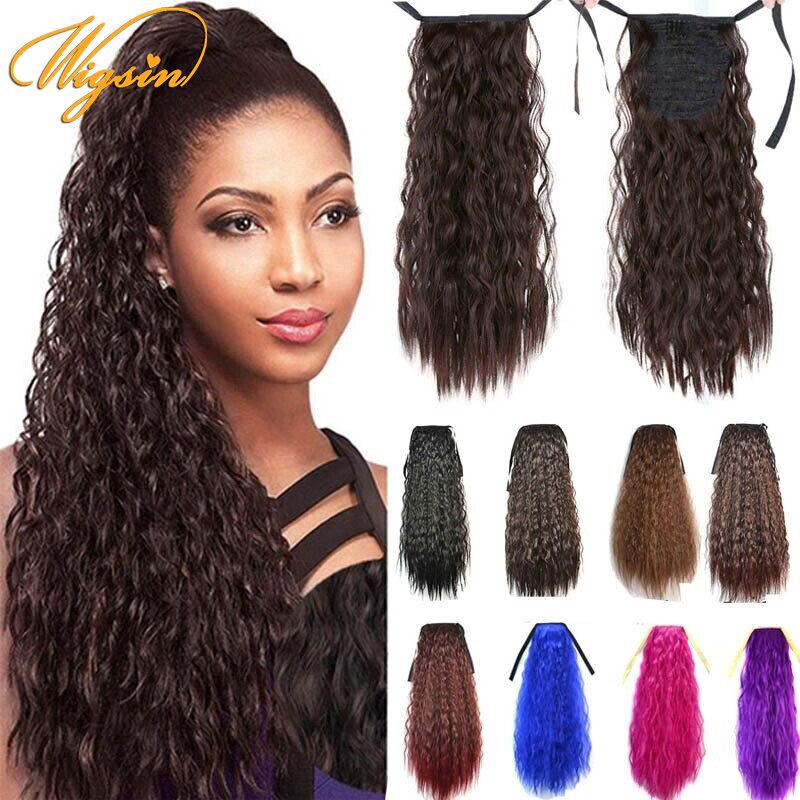 Afro Ponytail Sintetik, 22Inci Panjang, Keriting Kerinting, Tali ...