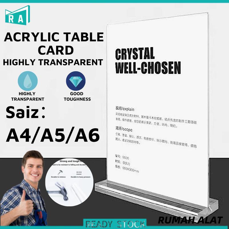 A4 / A5 / A6 T Shape Transparent Acrylic Stand T-Shape Display Stand ...
