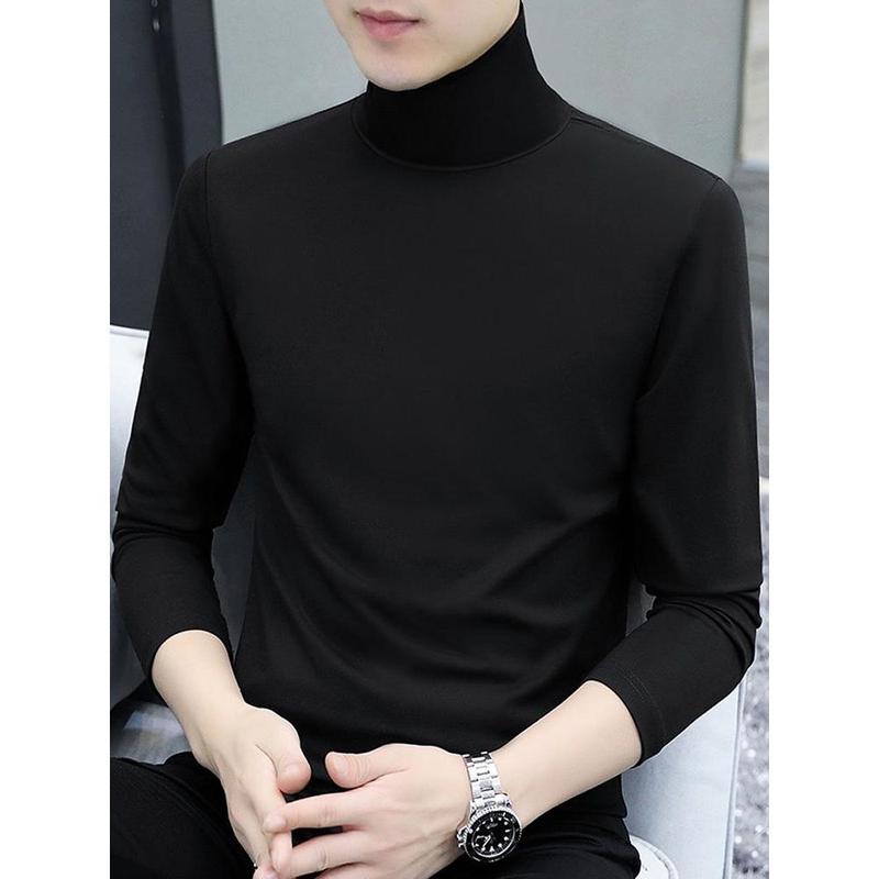 Kemeja Lapisan Asas Turtleneck, Bahan Kapas, Untuk Lelaki, Tebal ...