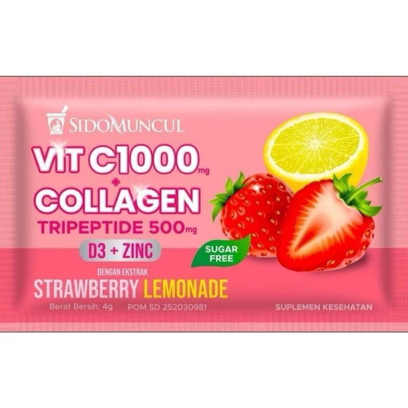 Sidomuncul Vit C1000 Collagen 1 Box (6 Sachet x 4gr) Ekstra Strawberry ...