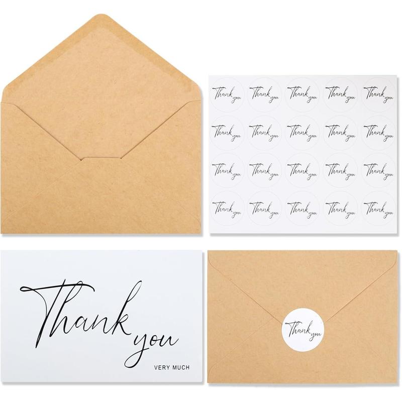 Thank You Cards With Envelopes 34 pack, 4x6 Inch White Thank You ...