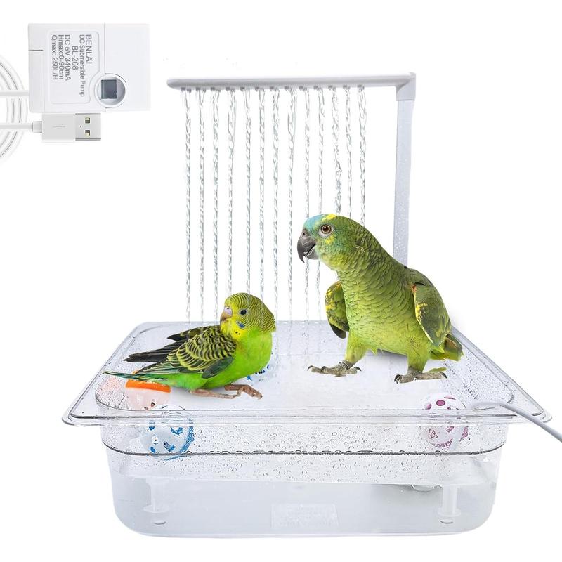 Parrot Bathtub with Pump,Large Automatic Bird Bath Shower Fountain ...