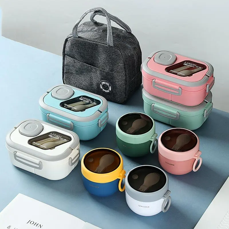 Spring Multi Grid Lunch Box with Cutlery Set, Portable Tableware Lunch ...