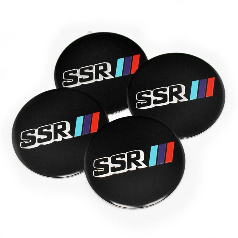 New 4pcs 49mm SSR Black Aluminum Auto Wheel Center Hub Cap Stickers ...