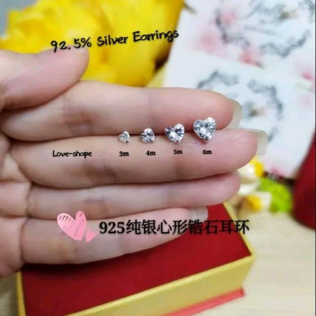 925 silver earrings love shape / subang telinga bentuk love - TikTok ...